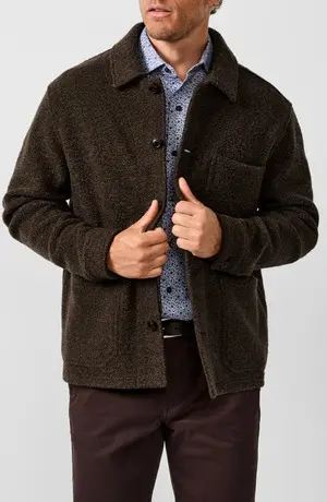 David Donahue Wool & Cashmere Blend Chore Jacket - Chocolate