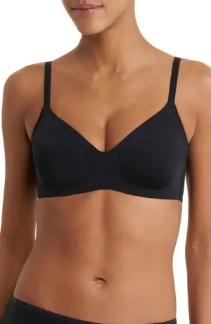 Natori Pretty Smooth Wireless T-shirt Bra With Lace Accents - Black