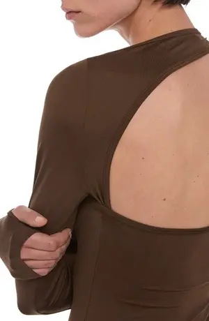 Helmut Lang Asymmetrical Cutout Long Sleeve T-shirt - Bark