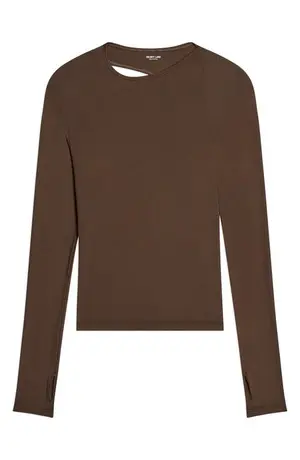 Helmut Lang Asymmetrical Cutout Long Sleeve T-shirt - Bark