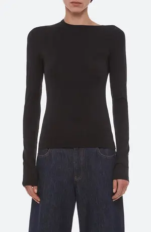 Helmut Lang Asymmetrical Cutout Long Sleeve T-shirt