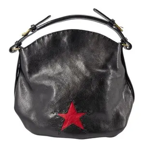 MADISON MAISON Star Embellished Leather Shoulder Bag - Black
