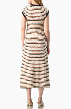 IVONNE Fit-and-flare Striped Knit Dress