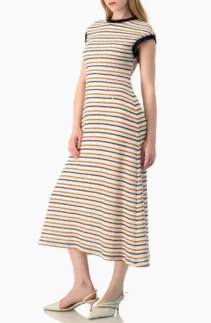IVONNE Fit-and-flare Striped Knit Dress