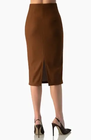 IVONNE Cuffed-hem Midi Skirt With Rear Slit