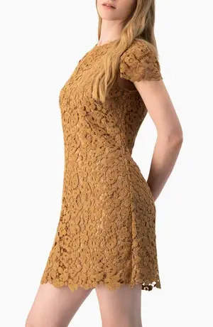IVONNE Guipure Lace Cap-sleeve Shift Dress