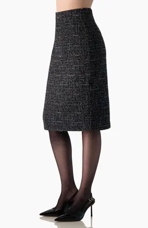 IVONNE Tweed Pencil Skirt With Back Slit
