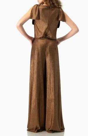IVONNE Shoulder-tie Metallic Jumpsuit
