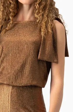 IVONNE Shoulder-tie Metallic Jumpsuit
