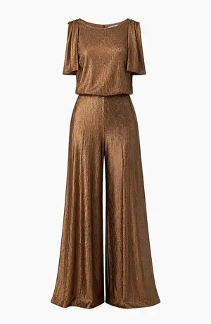 IVONNE Shoulder-tie Metallic Jumpsuit