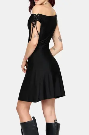 DISTURBIA Noctavia Cowl Neck Lace Up Mini Dress