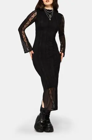 DISTURBIA Shesha Mesh Floral Midi Dress