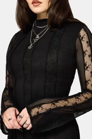 DISTURBIA Shesha Mesh Floral Midi Dress