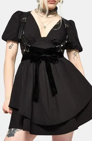 DISTURBIA Obsidia Lace Up Corset Mini Dress