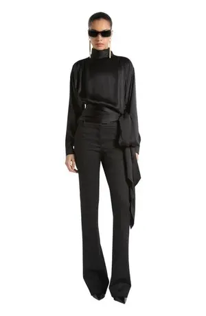 Balmain Silk Satin Blouse With Tie Detail