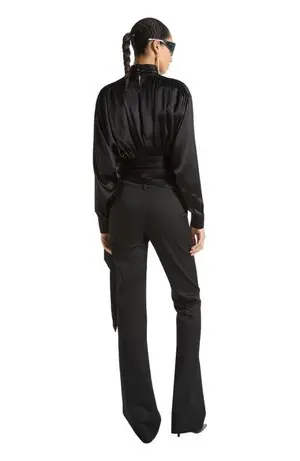Balmain Silk Satin Blouse With Tie Detail