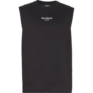 Balmain Embroidered Paris Tank Top Black