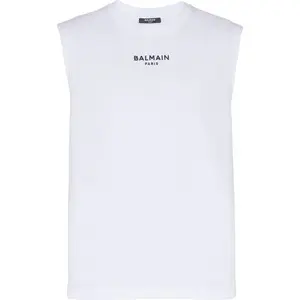 Balmain Embroidered Paris Tank Top - White
