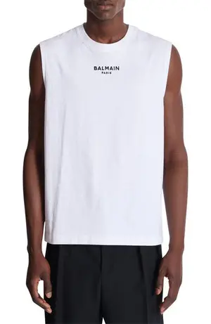 Balmain Embroidered Paris Tank Top - White
