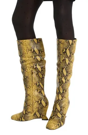 Balmain Wedge Boots In Python-effect Leather
