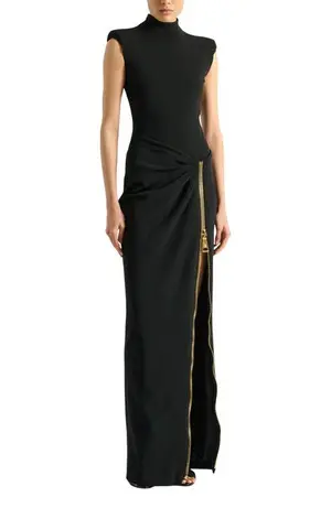 Balmain Long Jersey Dress With Leg Slit