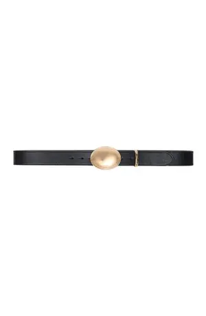 Maje Leather Belt With Oval Buckle - Black