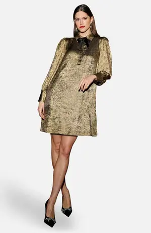 YUMI Luminous Bow-tie Shirt Dress