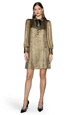 YUMI Metallic Shirt Dress - Gold