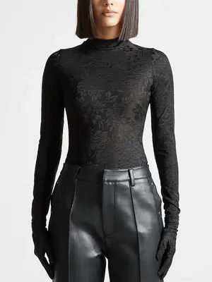 Manière De Voir Ivy Jacquard Bodysuit With Gloves