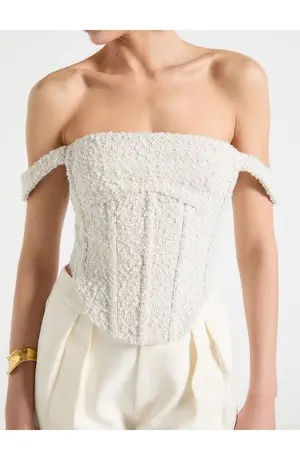 Manière De Voir Bonnie Boucle Bardot Corset Top - Off White