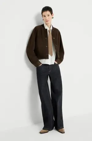 Brunello Cucinelli Contemporary Monili Embellished Denim Trousers - Dark Denim