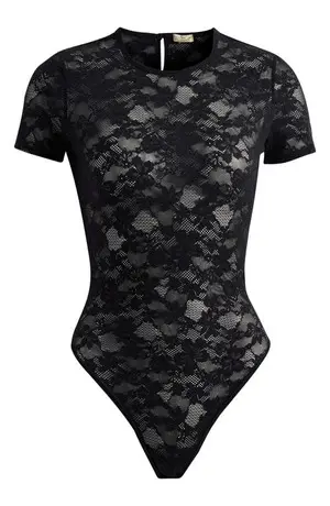 FLEUR DU MAL Short Sleeve Lace Bodysuit