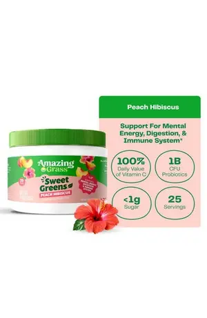 AMAZING GRASS Sweet Greens Superfood Powder Peach Hibiscus 25 Servings - None