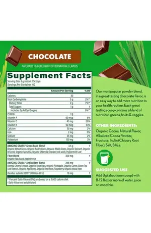 AMAZING GRASS Green Superfood Chocolate Powder Supplement