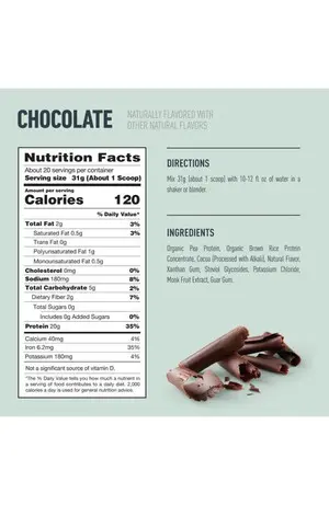 ISOPURE Plant-based Pea Brown Rice Protein Powder Chocolate
