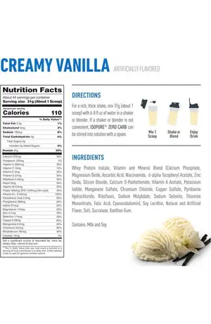 ISOPURE Zero Carb Pure Whey Protein Isolate Powder Creamy Vanilla