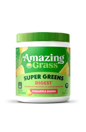 AMAZING GRASS Super Greens Digest Powder Pineapple Guava 30 Servings