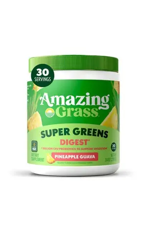 AMAZING GRASS Super Greens Digest Powder Pineapple Guava 30 Servings