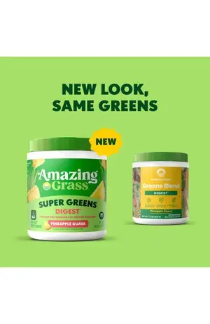 AMAZING GRASS Super Greens Digest Powder Pineapple Guava 30 Servings