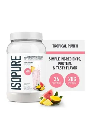 ISOPURE Infusions Clear Whey Protein Isolate Powder Tropical Punch - None