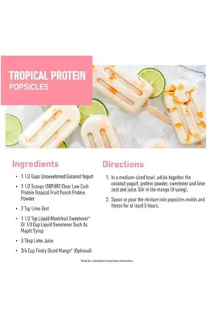 ISOPURE Infusions Clear Whey Protein Isolate Powder Tropical Punch