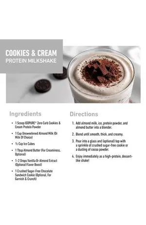 ISOPURE Zero Carb Pure Whey Isolate Protein Powder Cookies And Cream
