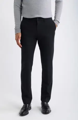 Bugatchi Flat Front Wool Blend Chino Pants - Black
