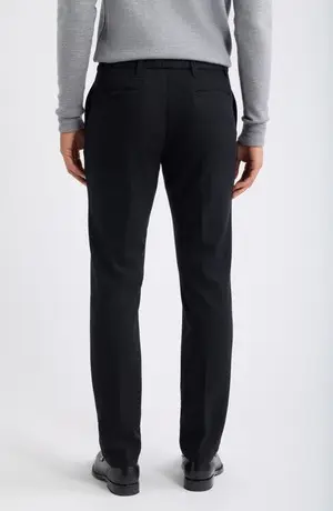 Bugatchi Flat Front Wool Blend Chino Pants - Black