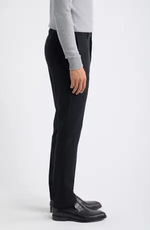 Bugatchi Flat Front Wool Blend Chino Pants - Black