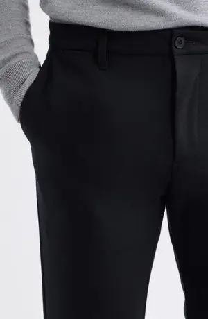 Bugatchi Flat Front Wool Blend Chino Pants - Black