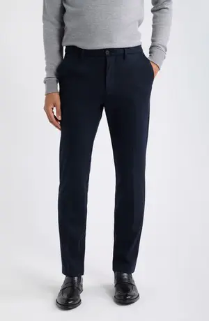 Bugatchi Flat Front Wool Blend Chino Pants - Navy