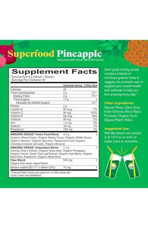AMAZING GRASS Greens Blend Superfood Pineapple Powder Mix