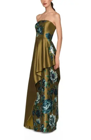 KAY UNGER Marigold Strapless Evening Gown