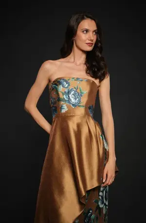 KAY UNGER Marigold Strapless Evening Gown